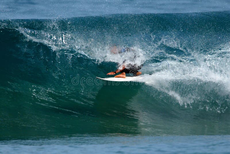 Surfer in the Barrel, North Shore, Hawaii Stock Photo - Image of shore ...