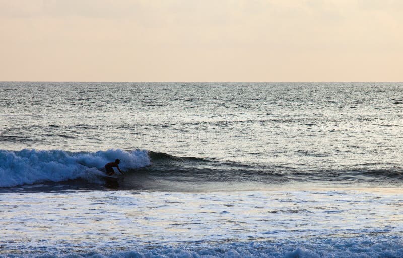 Surfer on Blue Ocean Wave in Bali Stock Photo - Image of person ...