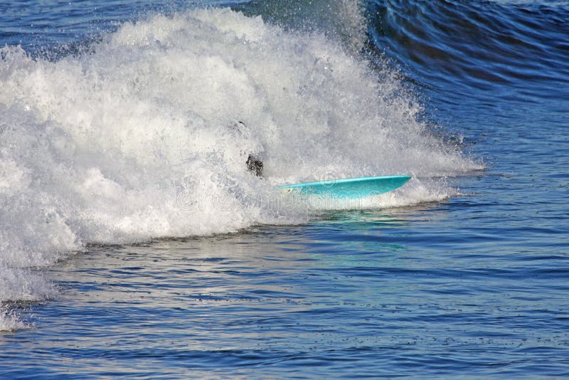 Surfer with Blue Surf Board-1029-09-102 Stock Photo - Image of spray ...