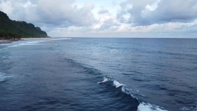 Surfer Catch the Wave Beautiful Fluffy Clouds Stock Footage - Video of ...