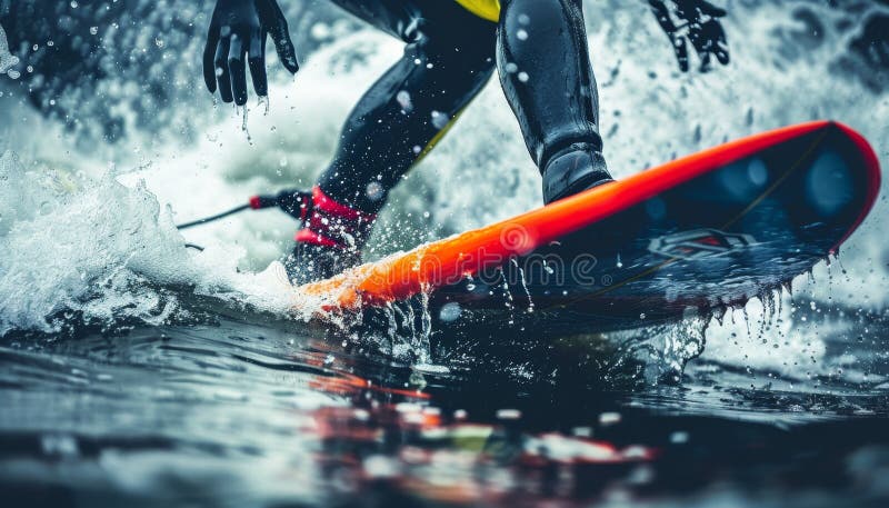 Surfer Close Up Falling Off Board into Foamy Wave Action Shot Capturing ...
