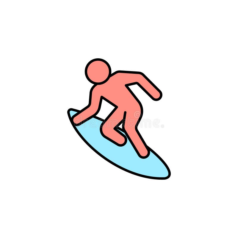 Surfer Colored Vector Icon on White Background Stock Vector ...