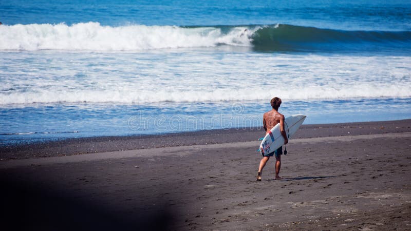 The Surfer Comes into the Ocean. Editorial Photography - Image of ...