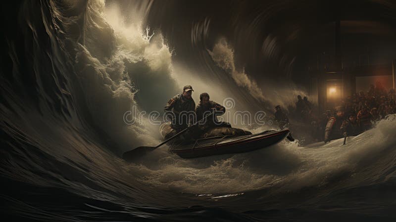 Surfer Executing a Daring Move on Massive Wave with Intricate Water ...