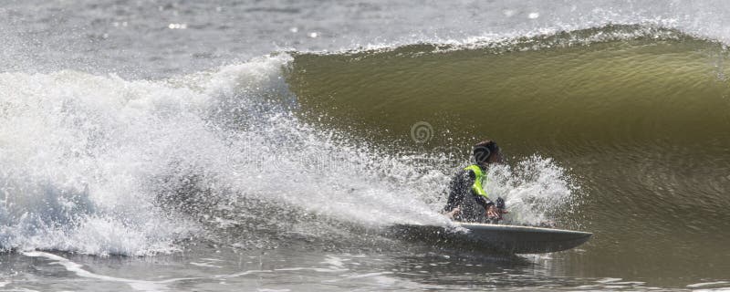 Surfer Falling Off of His Surfboad into the Wave Stock Image - Image of ...
