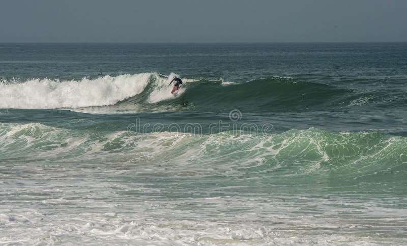 Surfer Getting into the Water in Big Waves Stock Photo - Image of speed ...
