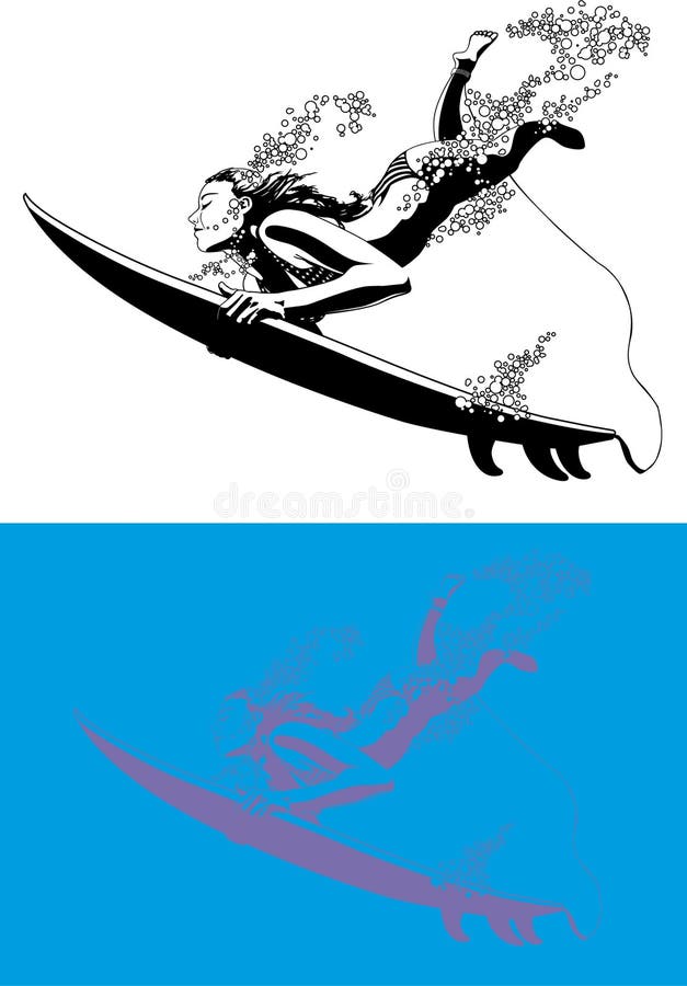 Surfer girl stock vector. Illustration of leisure, sunset - 30327178