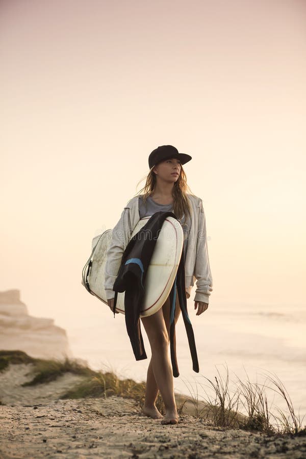 Surfer Girl stock image. Image of holding, board, style - 60700839