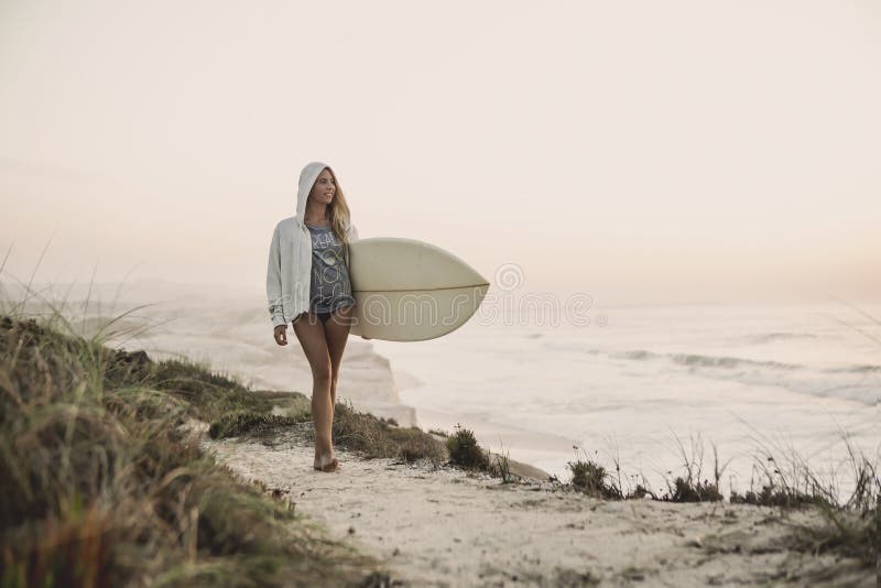 Two Surfer Girls At The Beach Stock Image - Image of happy, girls ...