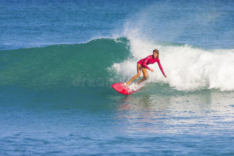 Surfer girl on the wave stock image. Image of spray, bikini - 49068433