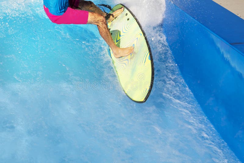 Surfer on His Board in a Wave Pool Stock Photo - Image of ocean, energy ...