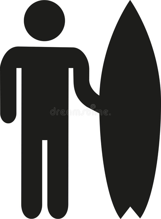 Surfer icon with surfboard stock vector. Illustration of sport - 106172403