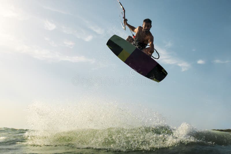 Surfer Jumping in Front of the Camera Stock Image - Image of dynamic ...