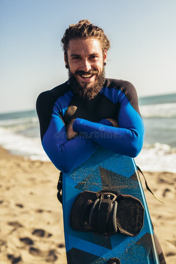 Surfer Man with Surf Board on the Beach. Stock Image - Image of nature ...
