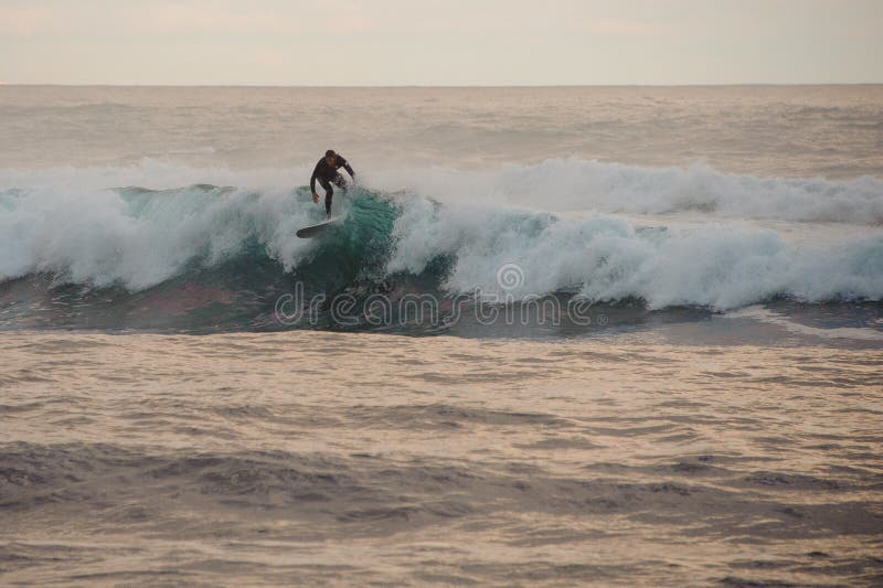 Surfer Man Surfing on Top of the Wave Stock Image - Image of glare ...
