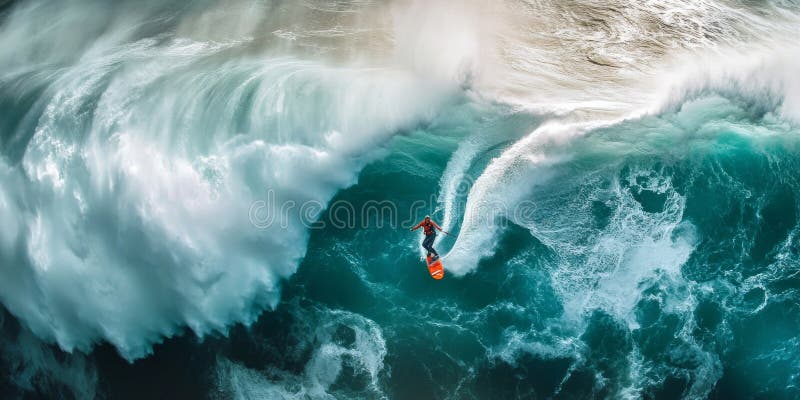 A Surfer Rides a Massive Wave in Bold Style. the Image Captures the ...