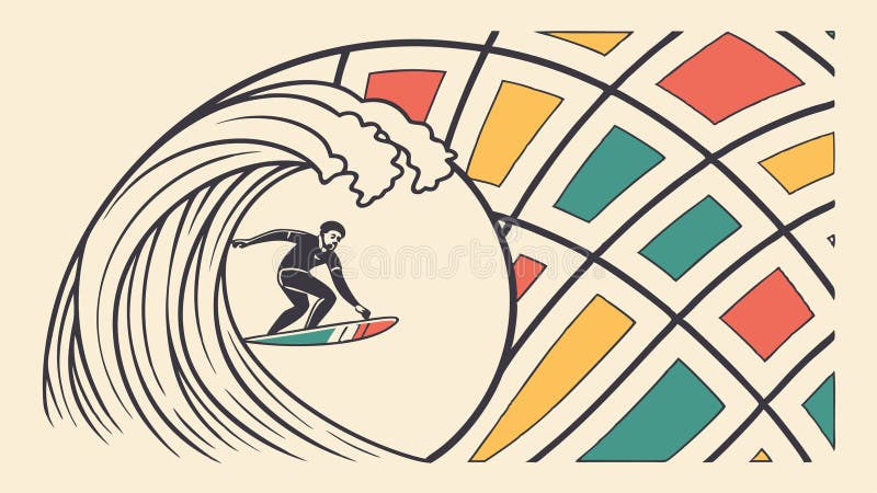 Surfer Riding Abstract Pattern Wave, Vector Design Generative AI Stock ...