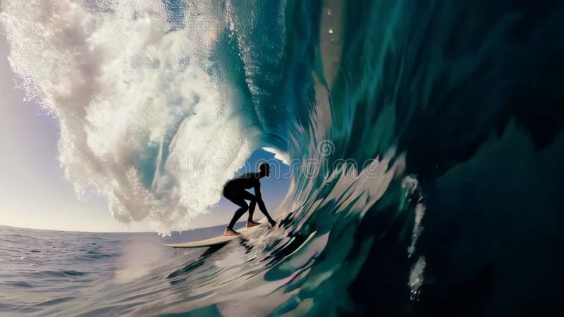 Surfer Riding Big Ocean Wave Montage Stock Footage - Video of power ...
