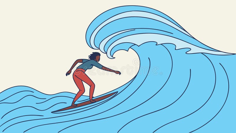 Surfer Riding a Wave, Adventure and Overcoming Challenges, Vector ...
