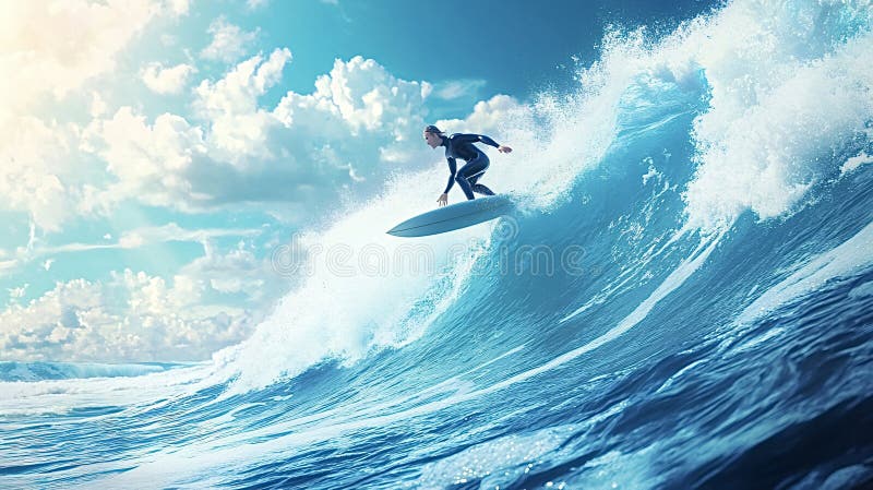 Surfer is Riding a Wave on a Sunny Day Stock Photo - Image of outdoors ...