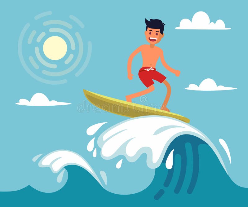 Surfer riding the wave. stock vector. Illustration of character - 101305515