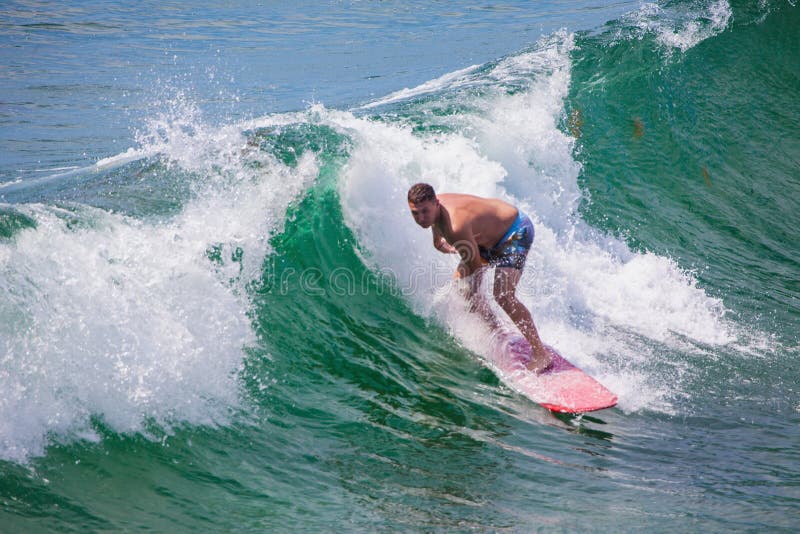 Surfer Riding the Waves at Pacific Beach Stock Image - Image of water ...