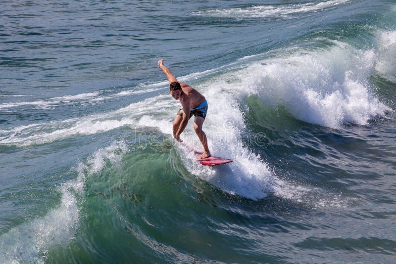 Surfer Riding the Waves at Pacific Beach Stock Image - Image of fast ...