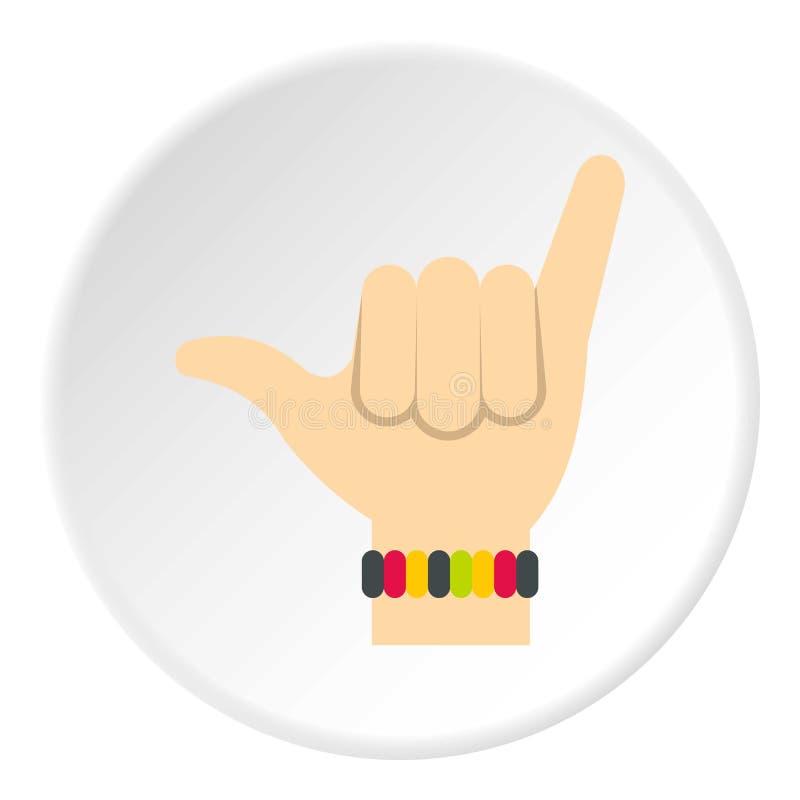 Surfer Shaka Hand Sign Icon, Flat Style Stock Vector - Illustration of ...