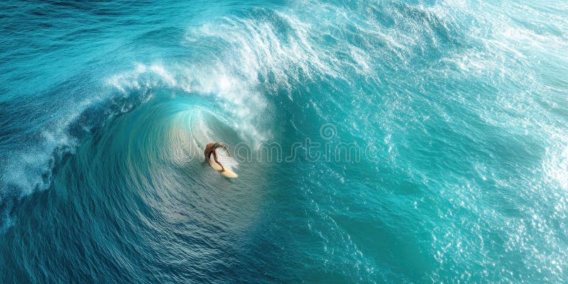 Surfer Riding a Wave in the Ocean on a Sunny Day Stock Illustration ...