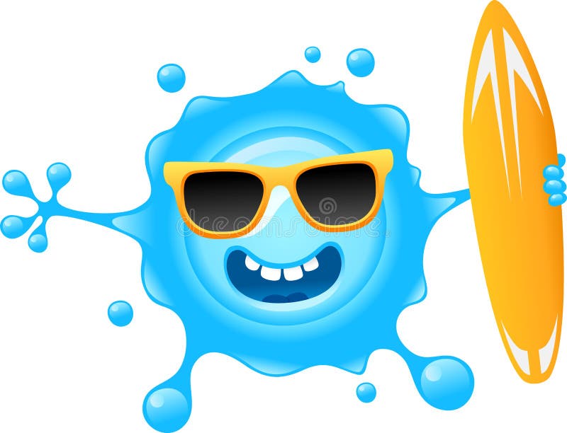 Blue Splat Cartoon Character with Funny Face. Stock Vector ...