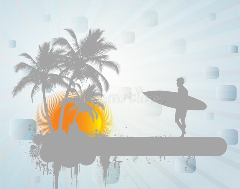 Surfer in sunset stock vector. Illustration of maui, emblem - 21112857