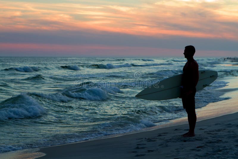 Surfer at Sunset stock image. Image of leisure, waiting - 24095379
