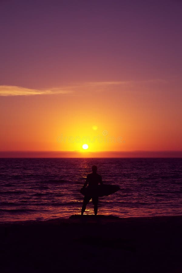 Surfer Silhouette at Sunset Stock Image - Image of basque, euskal ...