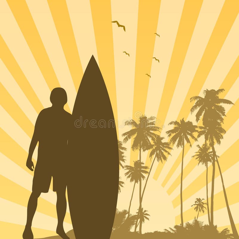 Sunset Surf stock illustration. Illustration of paraffin - 1225523