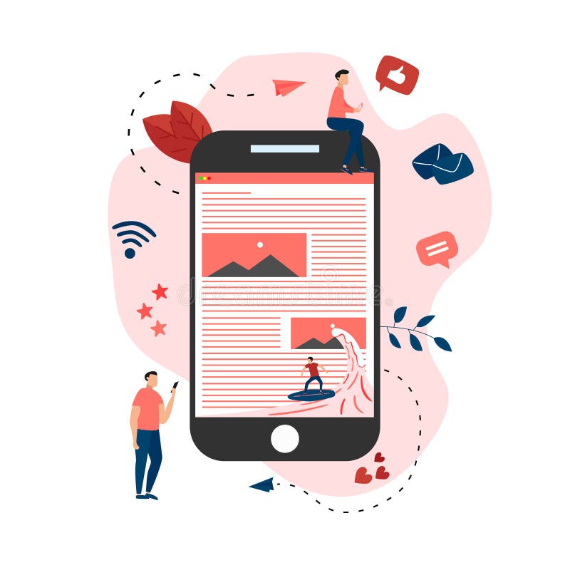 Surfer Surfing a Wave Web Page Vector Illustration. Web Page Surfing ...