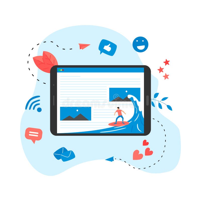 Surfer Surfing a Wave Web Page Vector Illustration. Web Page Surfing ...