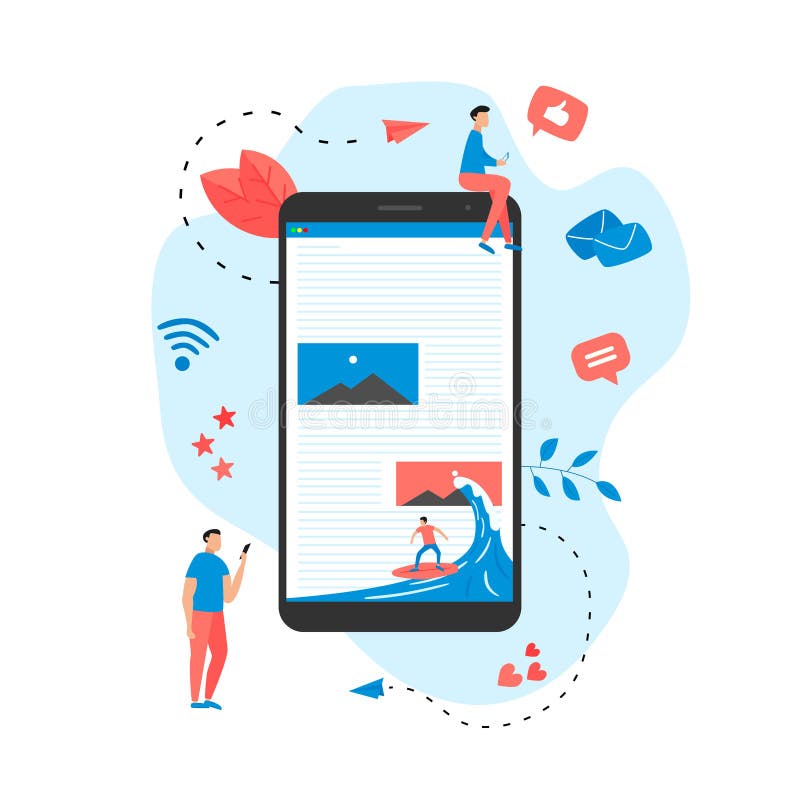 Surfer Surfing a Wave Web Page Vector Illustration. Web Page Surfing ...