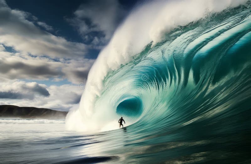 Surfer Under Wave Sport. Generate Ai Stock Photo - Image of extreme ...