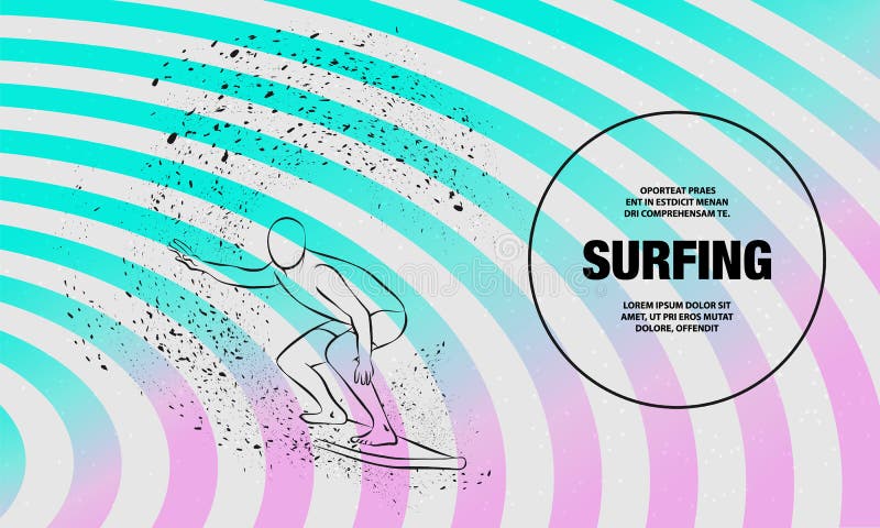 Surfer Under the Wave. Vector Outline of Surfing Sport Illustration ...