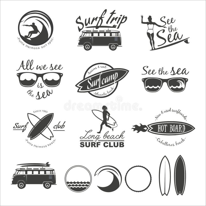 Surfer vector set. stock vector. Illustration of design - 66692352