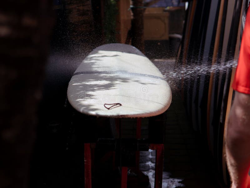 Surfer Washes White Surfboard with Water Stock Image - Image of outdoor ...