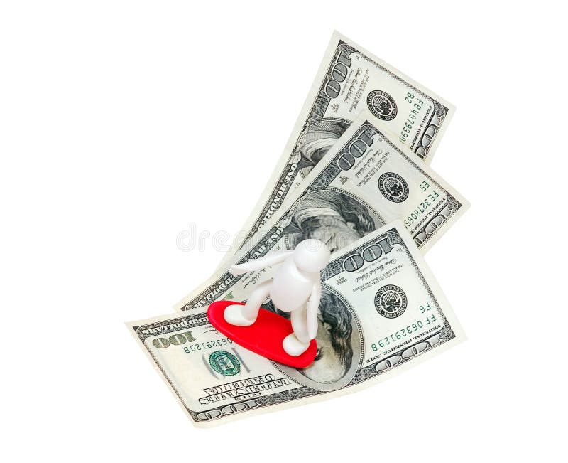 Surfer on the Wave of Dollars Stock Photo - Image of economical ...