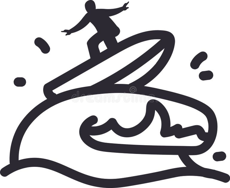 Surfer on Wave Doodle stock vector. Illustration of paradise - 370051735