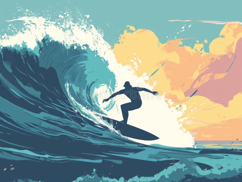Surfer on the Wave. Illustration. Design Element for Poster, Card ...