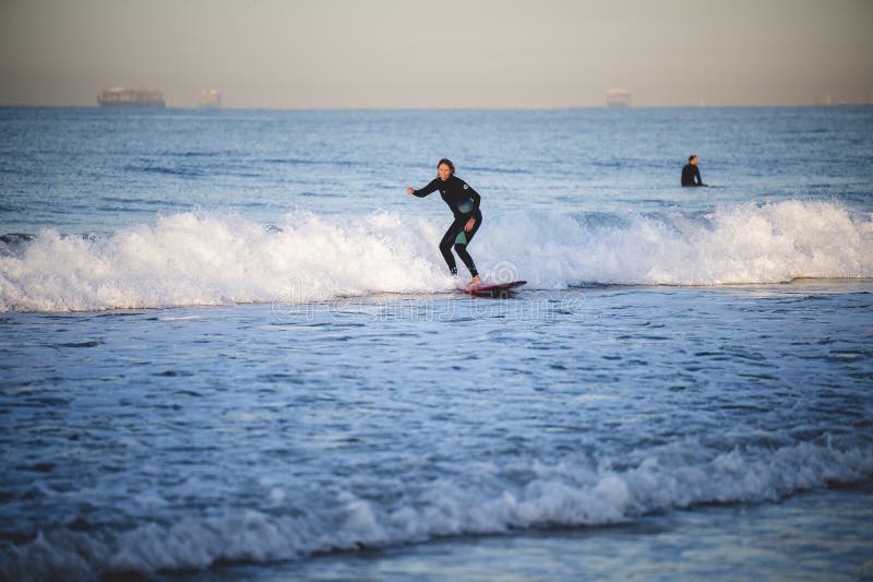 Surfer on the Wave. Newport Beach, California Editorial Image - Image ...