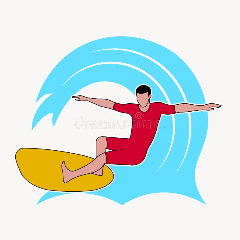 Surfer on the Wave Vector Illustration Stock Vector - Illustration of ...