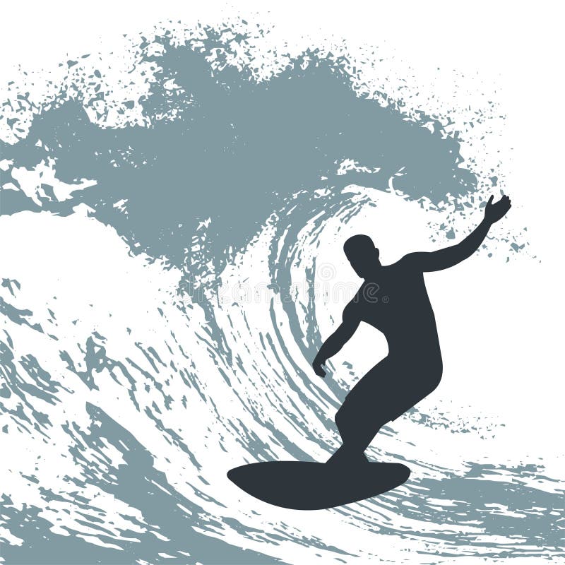 Young Man on a Wave Color Clipart Stock Vector - Illustration of ...