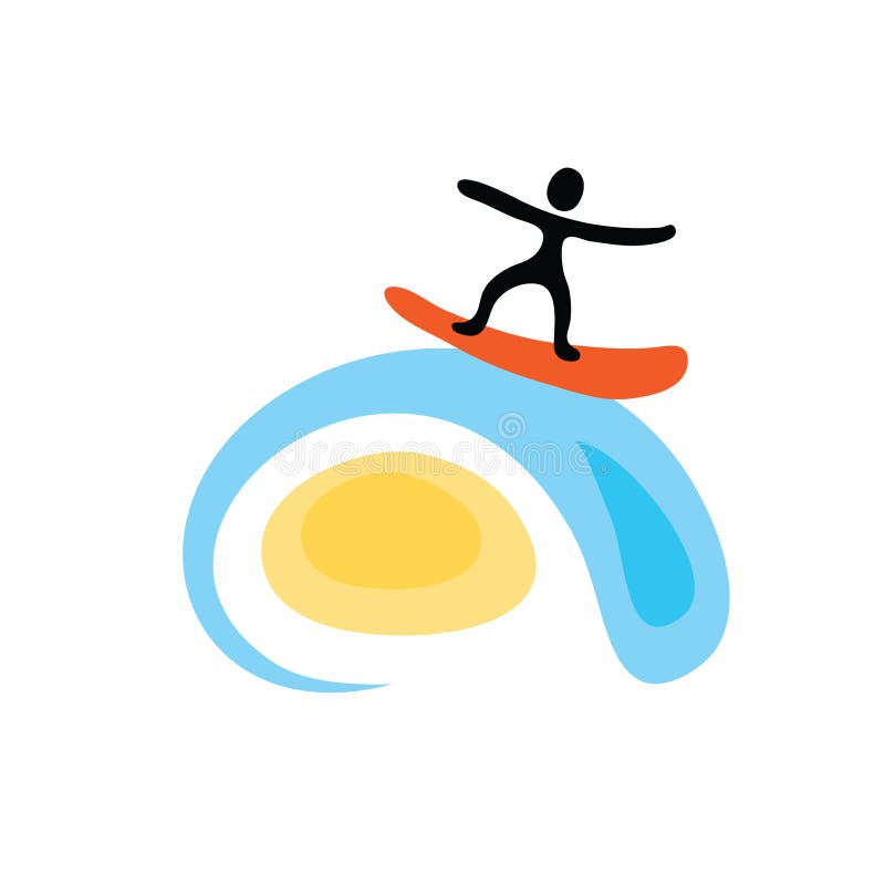 Surfer on the Wave, Vector Illustration Stock Vector - Illustration of ...