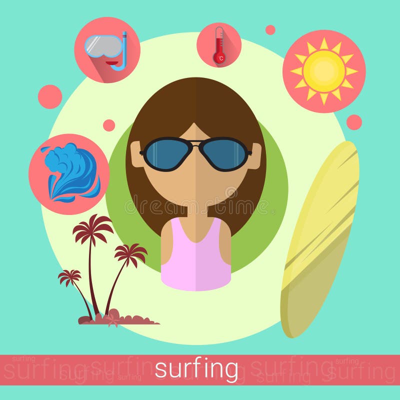 Surfer Woman Surfing Icon stock vector. Illustration of healthy - 76741738