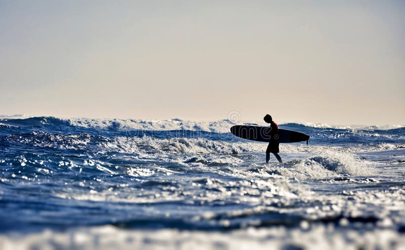 Surfers Beach. Surfer on an Ocean Beach Editorial Image - Image of ...